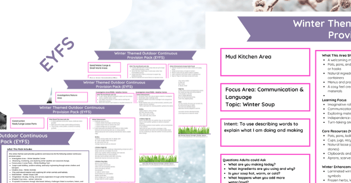 Winter Outdoor Continuous Provision Pack Early Years Outdoors